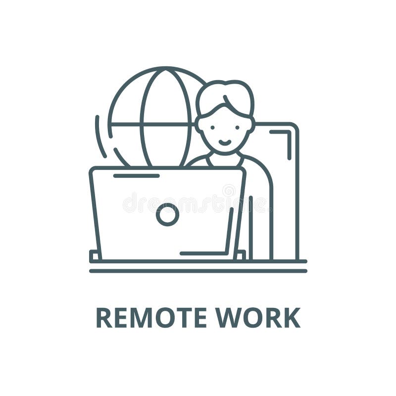 Remote Work Vector Line Icon, Linear Concept, Outline Sign, Symbol ...