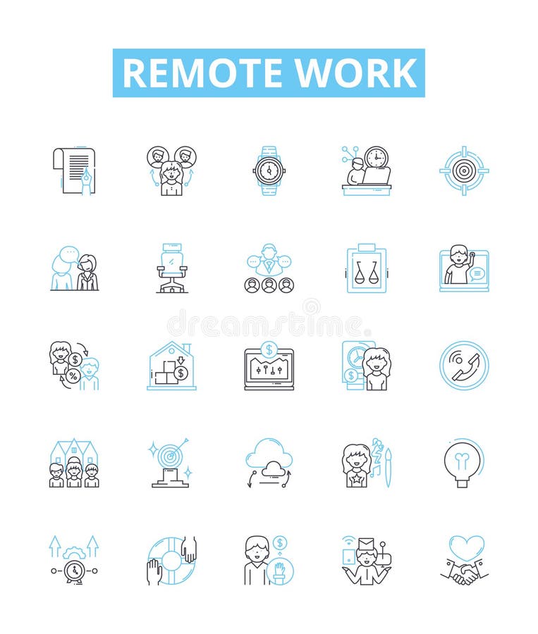 Remote Work Vector Line Icons Set. Remote, Work, Telecommuting ...