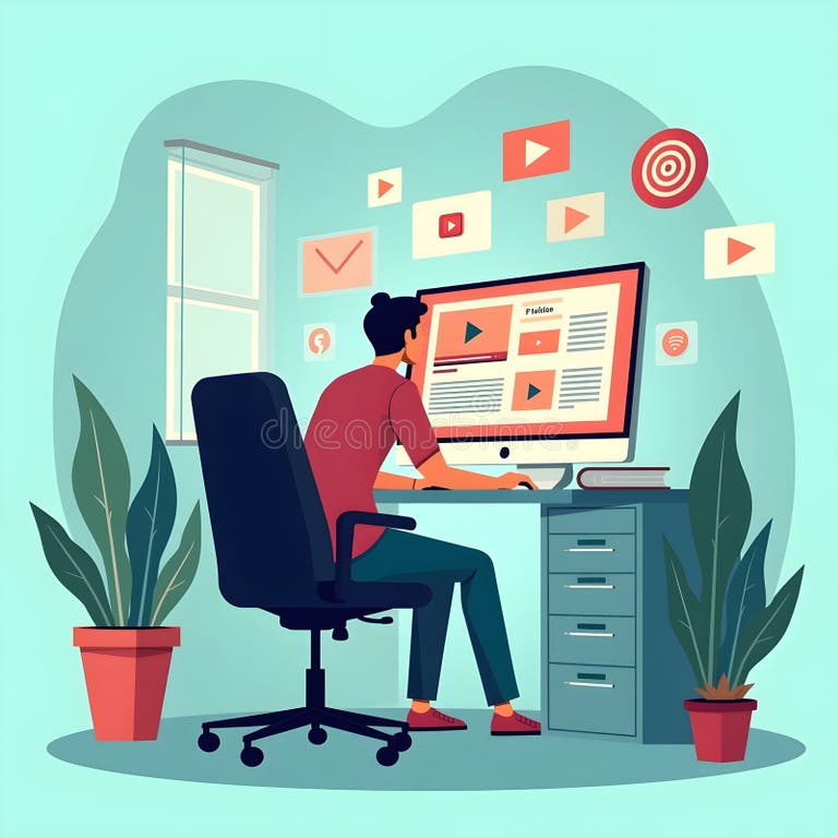 Remote Work Video Editor Stock Illustrations – 115 Remote Work Video ...