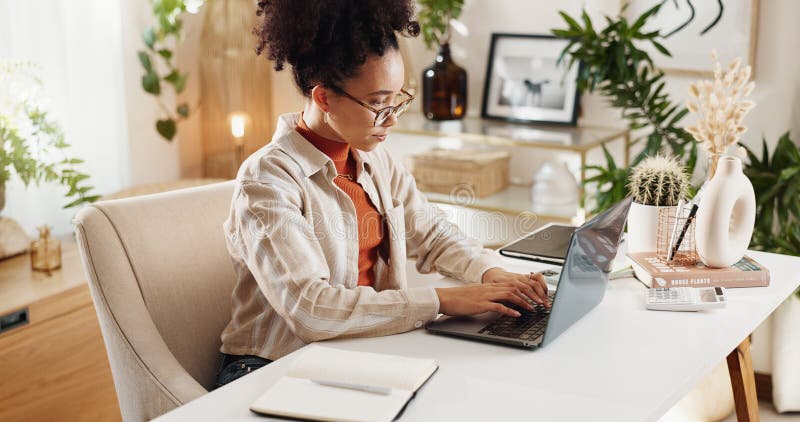 Remote Work, Woman and Typing on Laptop for Research, Creativity or ...