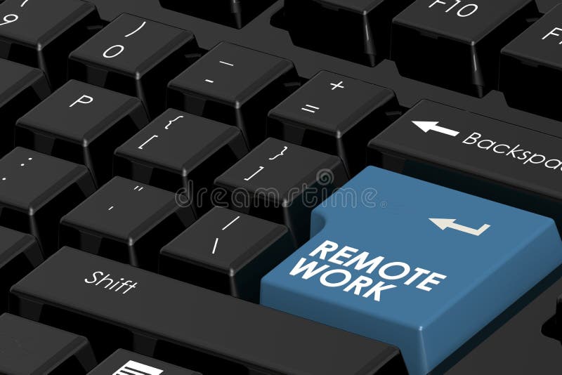 Remote Work Word on Computer Keyboard Stock Illustration - Illustration ...