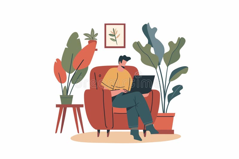 Remote Worker in a Cozy Home Office Isolated Stock Photo - Image of ...