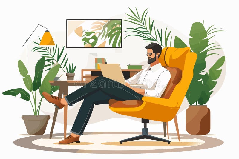 Remote Worker in a Cozy Home Office Isolated Stock Image - Image of ...