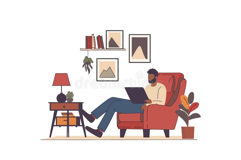 Remote Worker in a Cozy Home Office Isolated Stock Photo - Image of ...