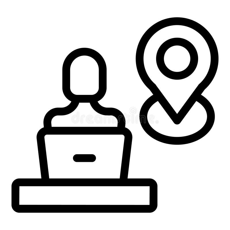 Remote Worker with Location Pin Icon Stock Illustration - Illustration ...