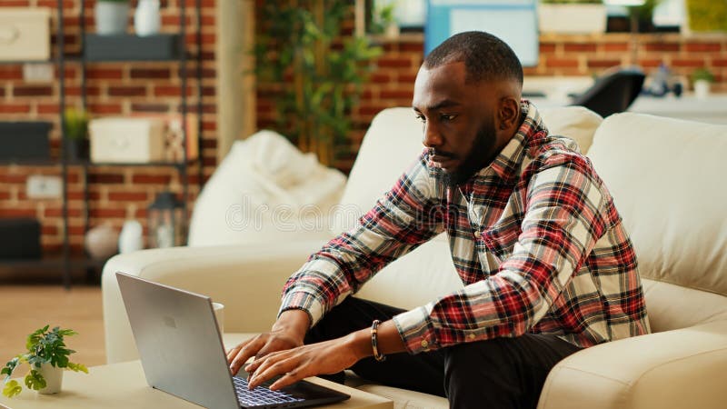 Remote Worker Solving Job Tasks Stock Photo - Image of modern, eclectic ...