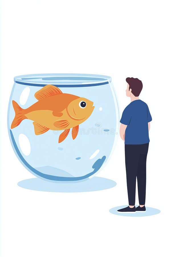 Remote Worker Watching Their Pet Fish Swim while Avoiding Tasks. Stock ...