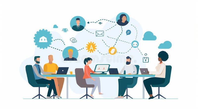 Remote Workers Connecting Virtually To Complete Tasks Stock Image ...