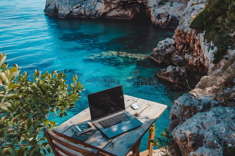 Remote Workers in Unique, Unconventional Locations Stock Illustration ...