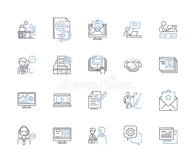 Remote Workforce Line Icons Collection. Virtual, Remote, Digital ...