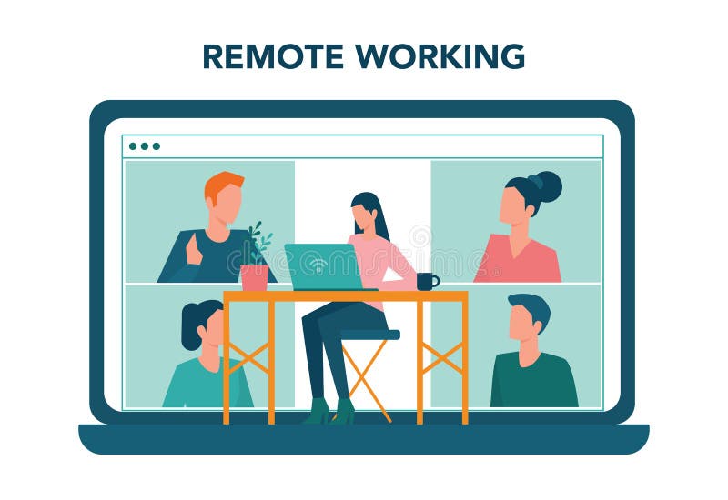 Remote Working Concept Set. Telework and Global Outsourcing, Stock ...