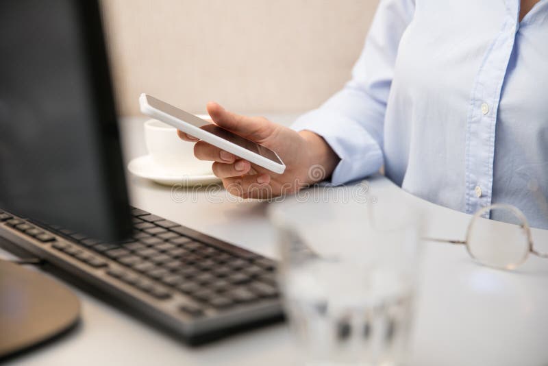 Remote Working from Home. Workplace in Home Office with PC, Devices and ...