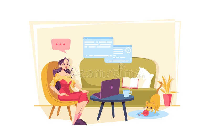 Remote Working Illustration Concept on White Background Stock Vector ...