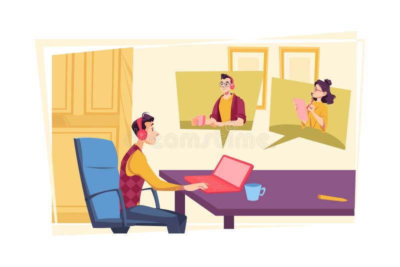 Remote Working Illustration Concept on White Background Stock Vector ...