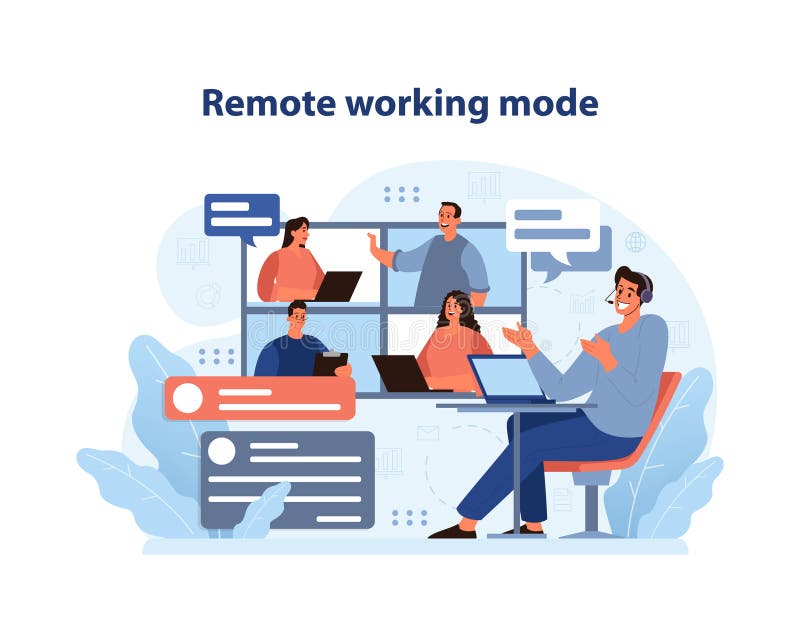 Remote Working Mode. a Dynamic Team Engages in Digital Collaboration ...
