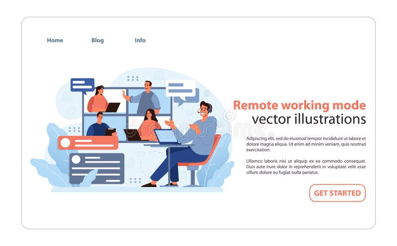 Remote Working Mode. a Dynamic Stock Vector - Illustration of ...