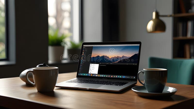 Remote Working Setup with a Sleek Laptop, Coffee Cup, and Smartphone ...
