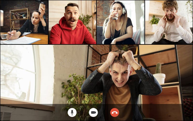 Remote Working. Team Working by Group Video Call Share Ideas ...