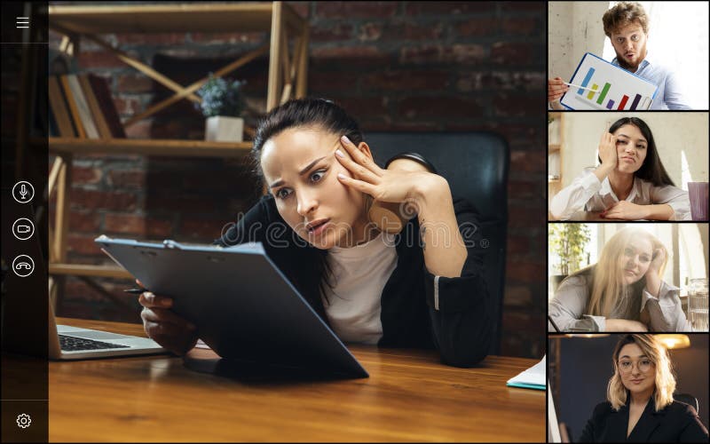 Remote Working. Team Working by Group Video Call Share Ideas ...