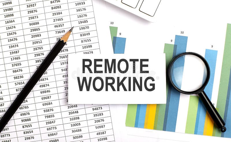 REMOTE WORKING Text on White Card on the Chart Background Stock Image ...