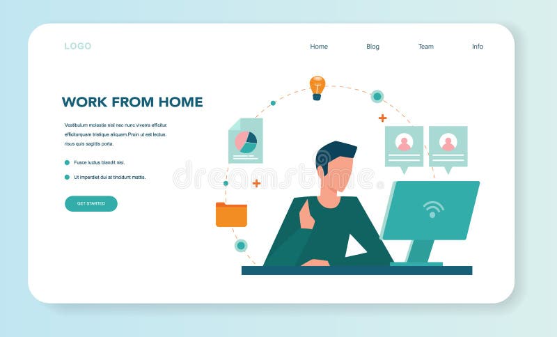 Remote Working Concept Set. Telework and Global Outsourcing, Stock ...