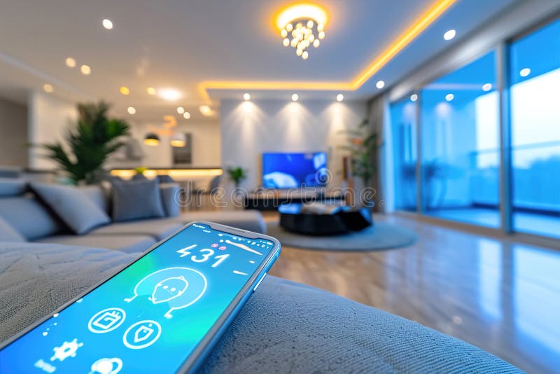 Remotely Monitoring Their Home through a Smart Device Stock ...