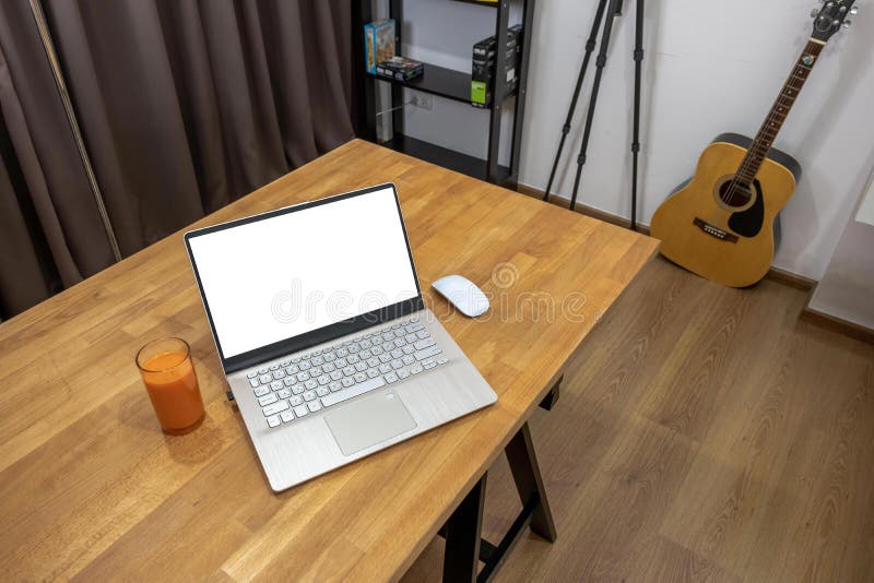 Remotely Working at Home Office Stock Photo - Image of maker, media ...