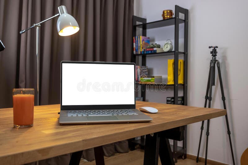 Remotely Working at Home Office Stock Photo - Image of modern ...