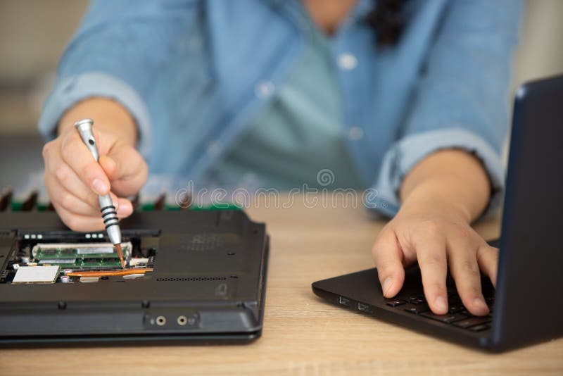 Removal Battery by Service Technician Stock Photo - Image of ...