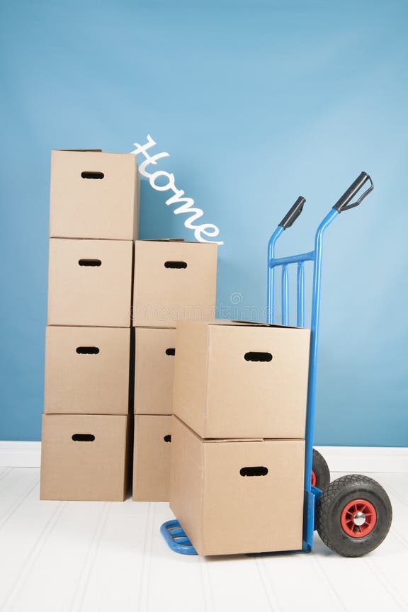 Removal house boxes stock photo. Image of boxes, handtruck - 67536018