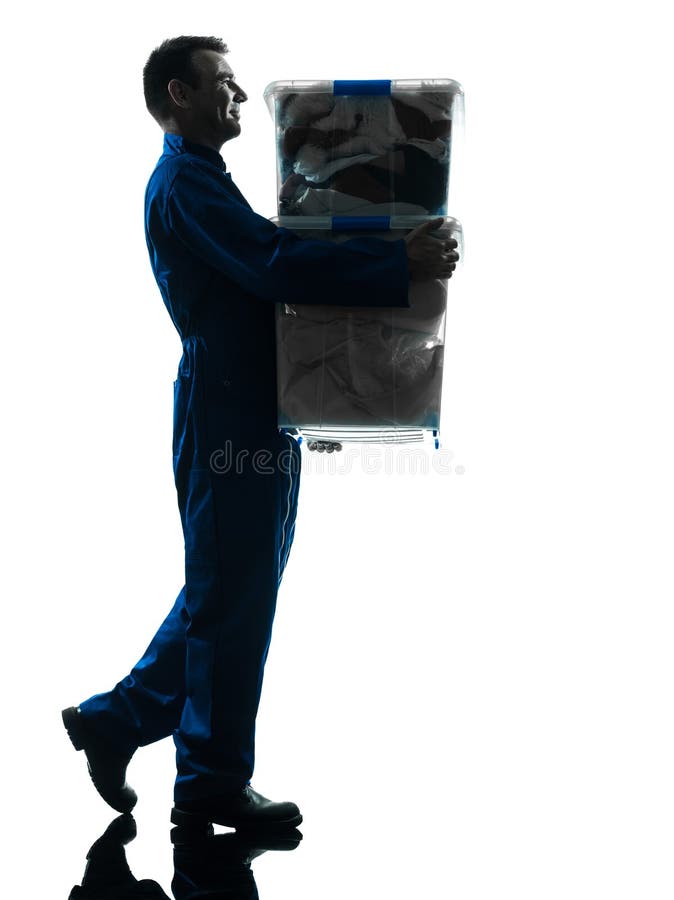 Removal Man with Boxes Silhouette Stock Photo - Image of container ...