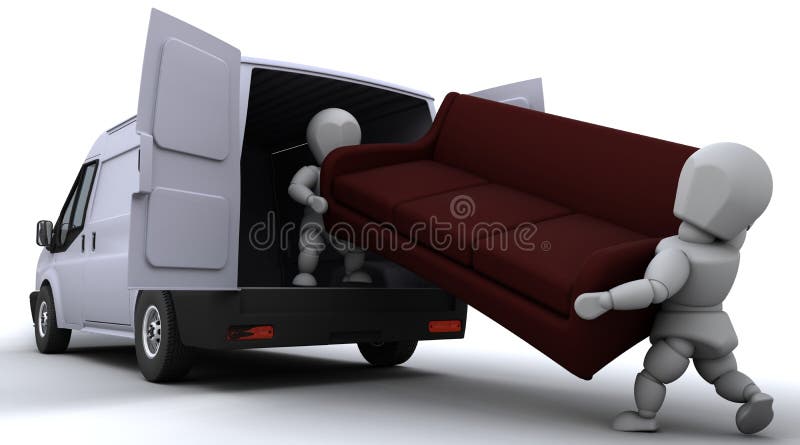 Removal men loading a van stock illustration. Illustration of truck ...