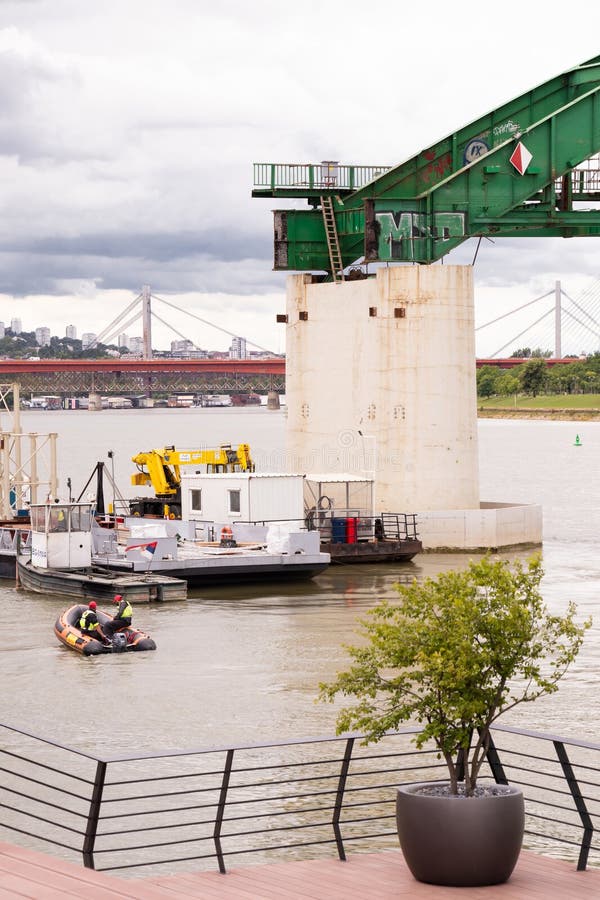 Removal of Old Sava Bridge from Belgrade Waterfront Editorial ...