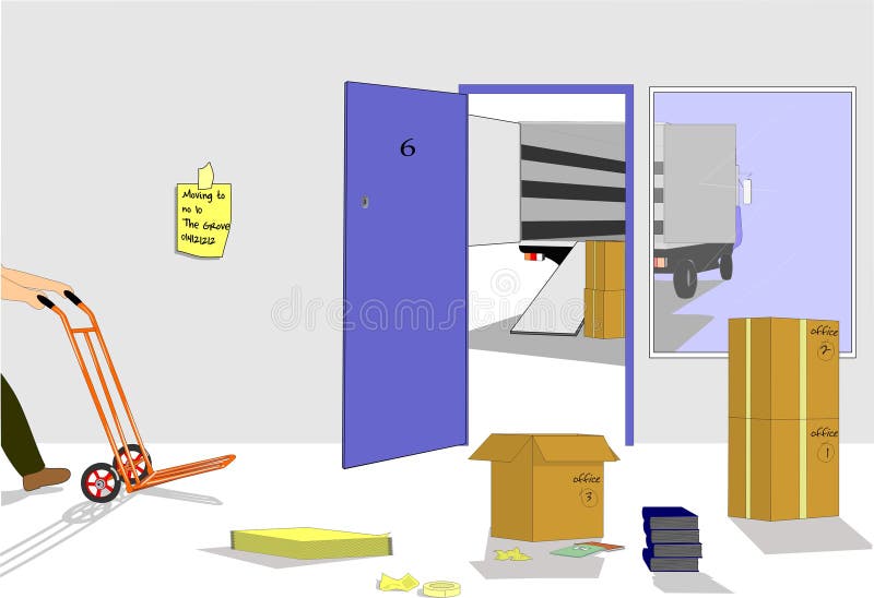 Removalist Van Outside Office Stock Vector - Illustration of relocation ...