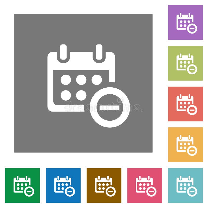 Remove from Calendar Square Flat Icons Stock Illustration ...
