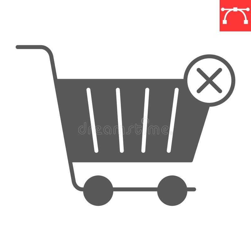 Remove from Cart Glyph Icon Stock Vector - Illustration of abandonment ...