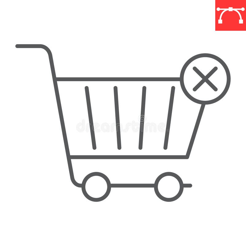 Remove from cart line icon stock vector. Illustration of pictogram ...