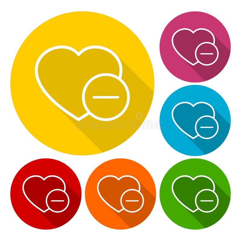 Remove Favorite Icons Set with Long Shadow Stock Vector - Illustration ...