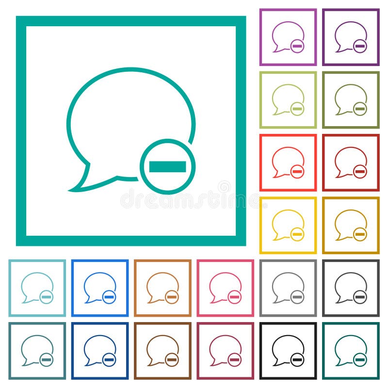 Remove Message Flat Color Icons with Quadrant Frames Stock Vector ...