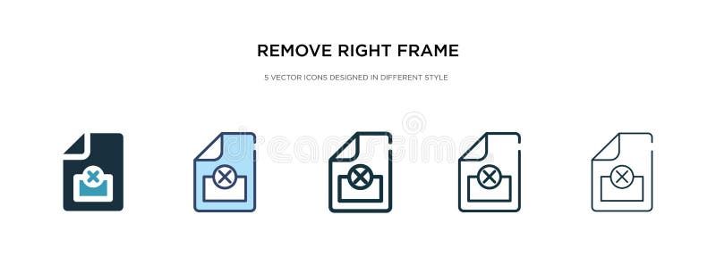 Remove Right Frame Icon in Different Style Vector Illustration. Two ...