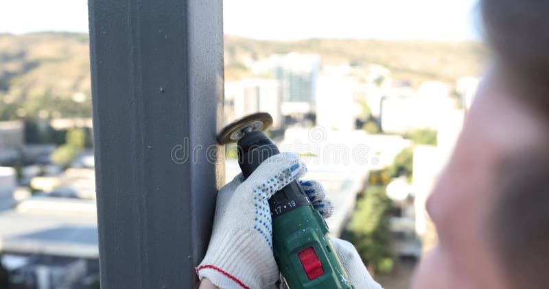 Remove Rust from Metal Using a Drill and Wire Brush. Manual Worker ...