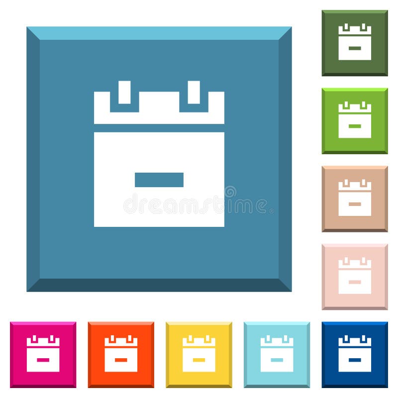 Remove Schedule Item White Icons on Edged Square Buttons Stock Vector ...