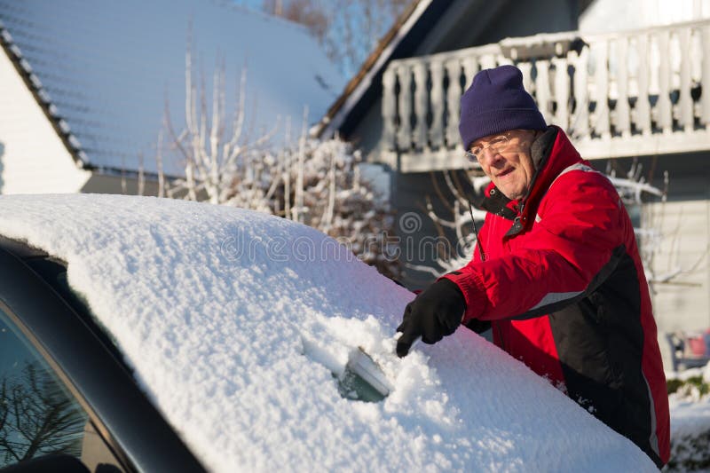 Remove snow from car stock photo. Image of snow, elderly - 29508812