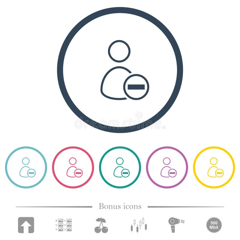Remove User Flat Color Icons in Round Outlines Stock Vector ...
