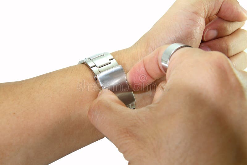 Watch on wrist stock photo. Image of business, classic - 35125466