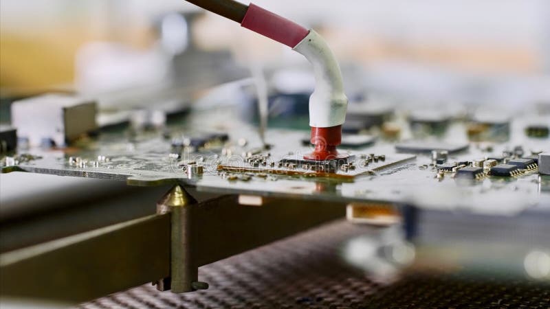 Removes Processor from Motherboard in Soldering Station Machine. Stock ...