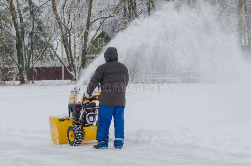 Removes Snow Worker Snowthrower Editorial Stock Photo - Image of ...