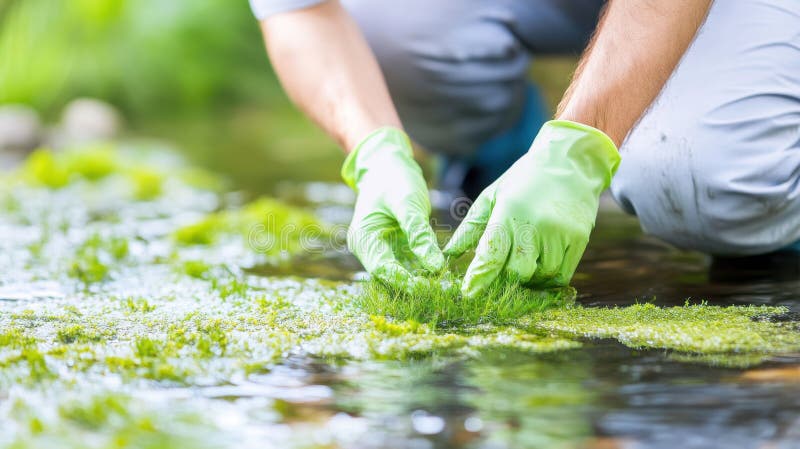 Removing Algae and Watercress To Restore the Beauty of the Pond Stock ...