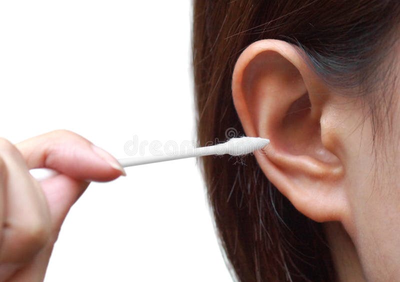 Ear wax on a cotton swab stock image. Image of lubrication - 18824067