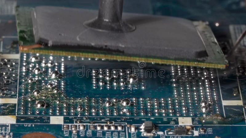 Removing the Grid Array Microprocessor Chip from the Pcb Located on the ...